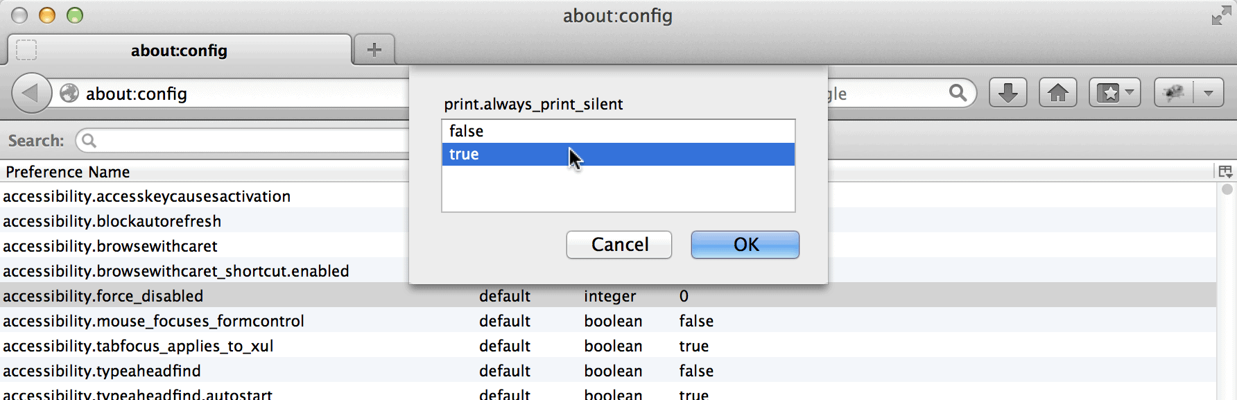 Print without the Dialog Box in FireFox